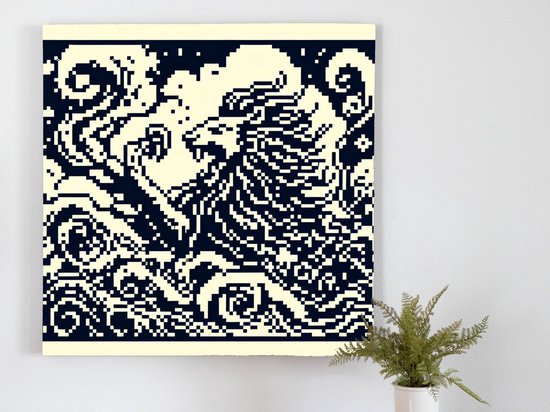 Pixel art relief schilderij | Reliëf van digitale pixels vormt ...
