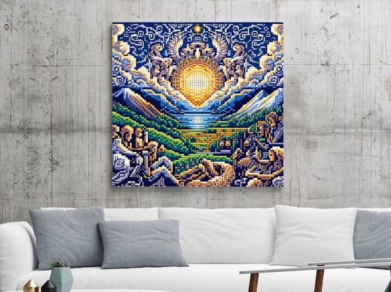 Pixel art relief schilderij | Digitale dimensies: een opgeschaald ...