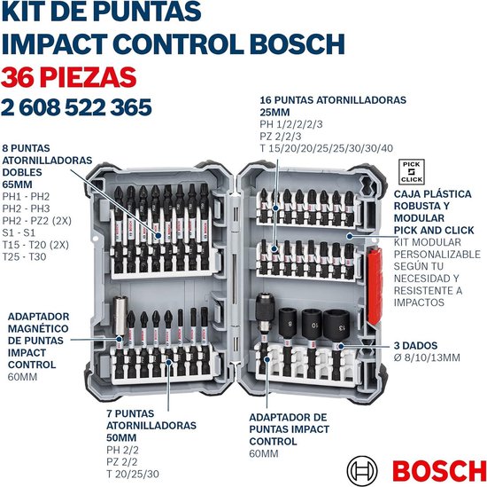 36-Piece Impact Control Screwdriver Bit Set - Pick and Click ...