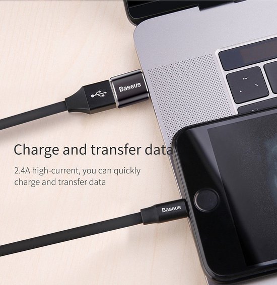Baseus Mini USB-C naar Micro USB Adapter Converter 2.4A Zwart | bol.com