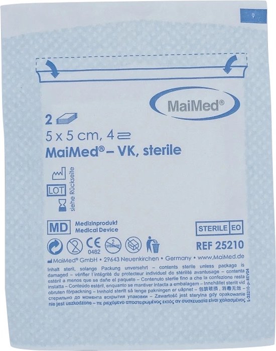 MaiMed non-woven steriele gaascompressen 5cm x 5cm per 2 stuks steriel ...