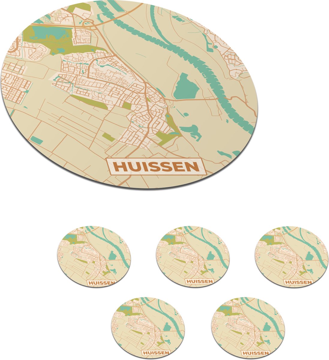Onderzetters voor glazen - Rond - Huissen - Plattegrond - Stadskaart ...