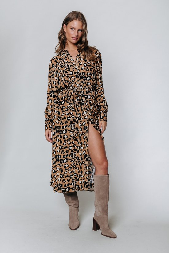Colourful Rebel Kera Leopard Maxi Shirt Dress Jurken Dames - Kleedje ...