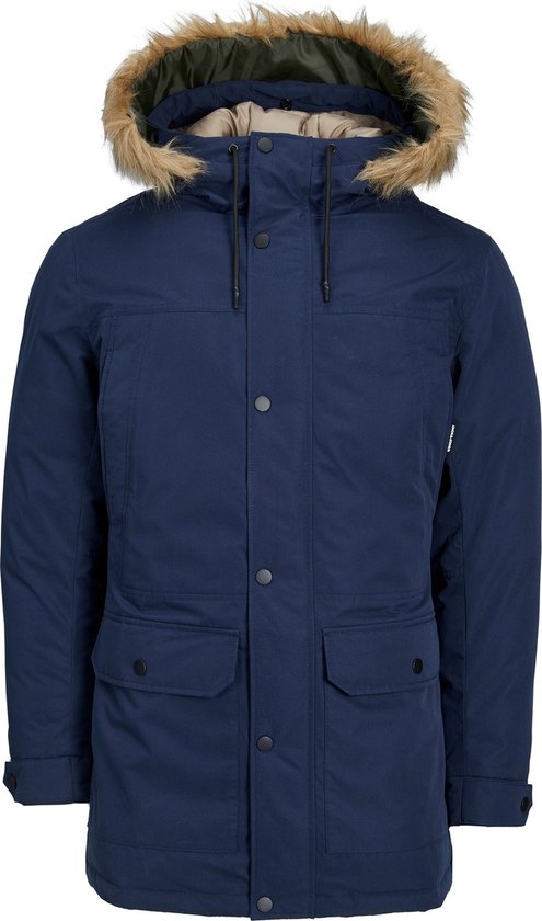 Jack & Jones - Heren Jas winter JJwinner Parka Fur - Blauw - Maat S ...