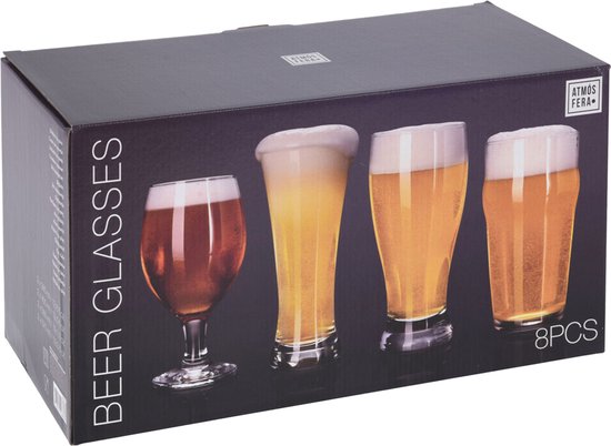 Atmos Fera - Vaderdag speciaal bierglazen set - 8x stuks - 4 soorten | bol