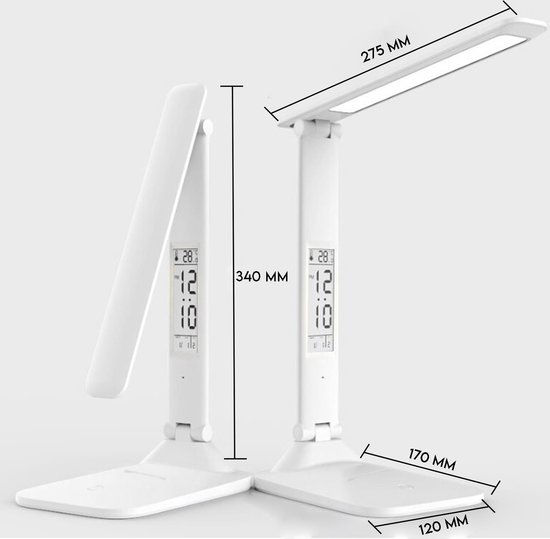 Bureaulamp LED - dimbaar - met klok - wit | bol.com