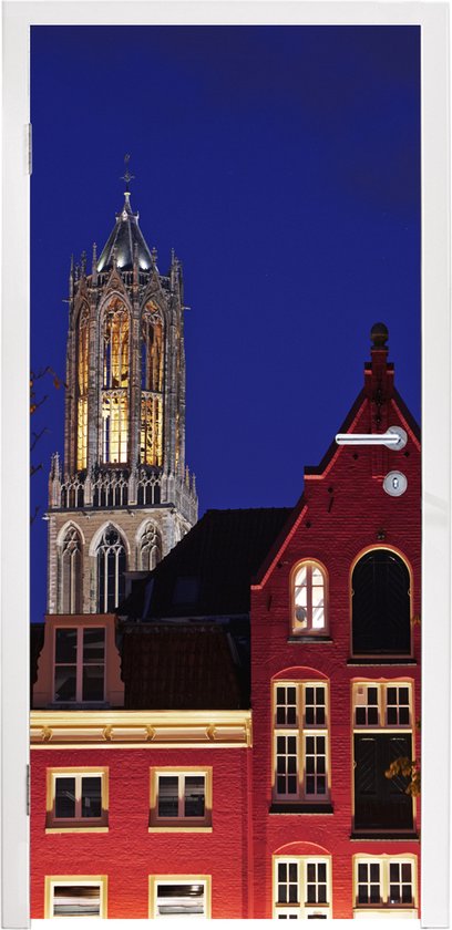 Deursticker Nacht - Domtoren - Huis - 90x205 cm - Deurposter | bol.com