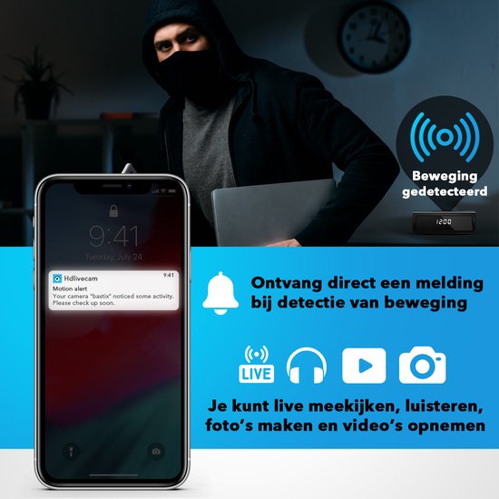 Bastix S1 - Digitale Wifi Klok met Verborgen Camera – Spy Camera met ...