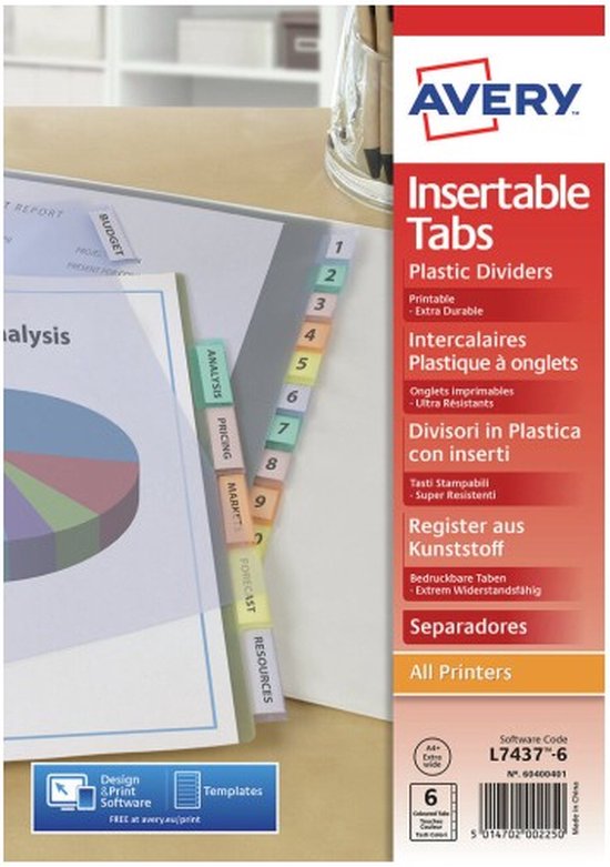Avery insteekmappen Showtas A4 Avery PP m/tabs/set 12 | bol