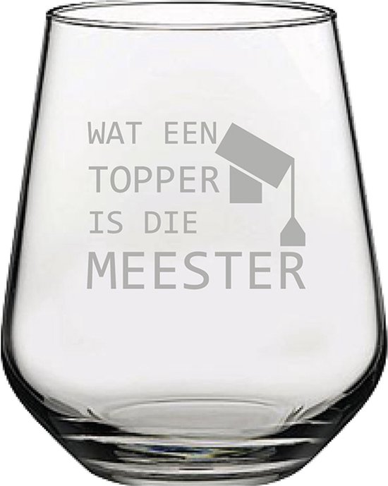 Gegraveerde Drinkglas 42,5cl Wat een topper is die meester | bol