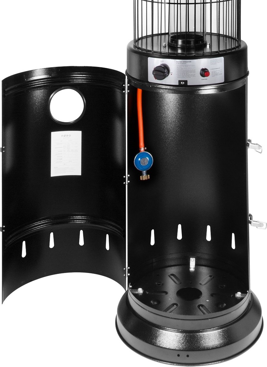 Føro ronde terrasverwarmer gas inclusief beschermhoes - Mat zwart - 13 ...