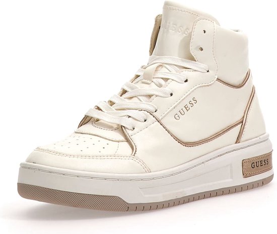Guess Tullia Hoge Dames Sneakers - Wit/Goud - Maat 36 | bol.com