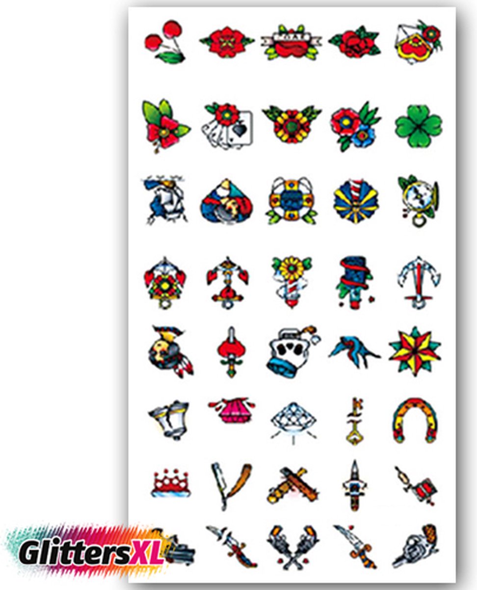 GlittersXL - Temporary Tattoo Icons (11x6cm) [Neptattoo - Tijdelijke ...