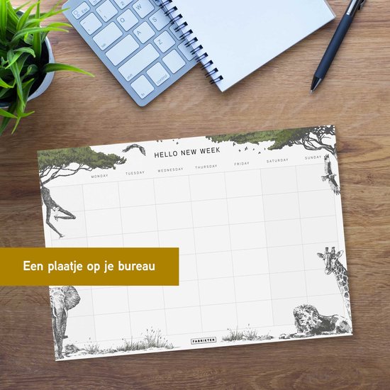 Fabrikten Weekplanner - Safari - Groen/Zwart - Engels - A4 | bol