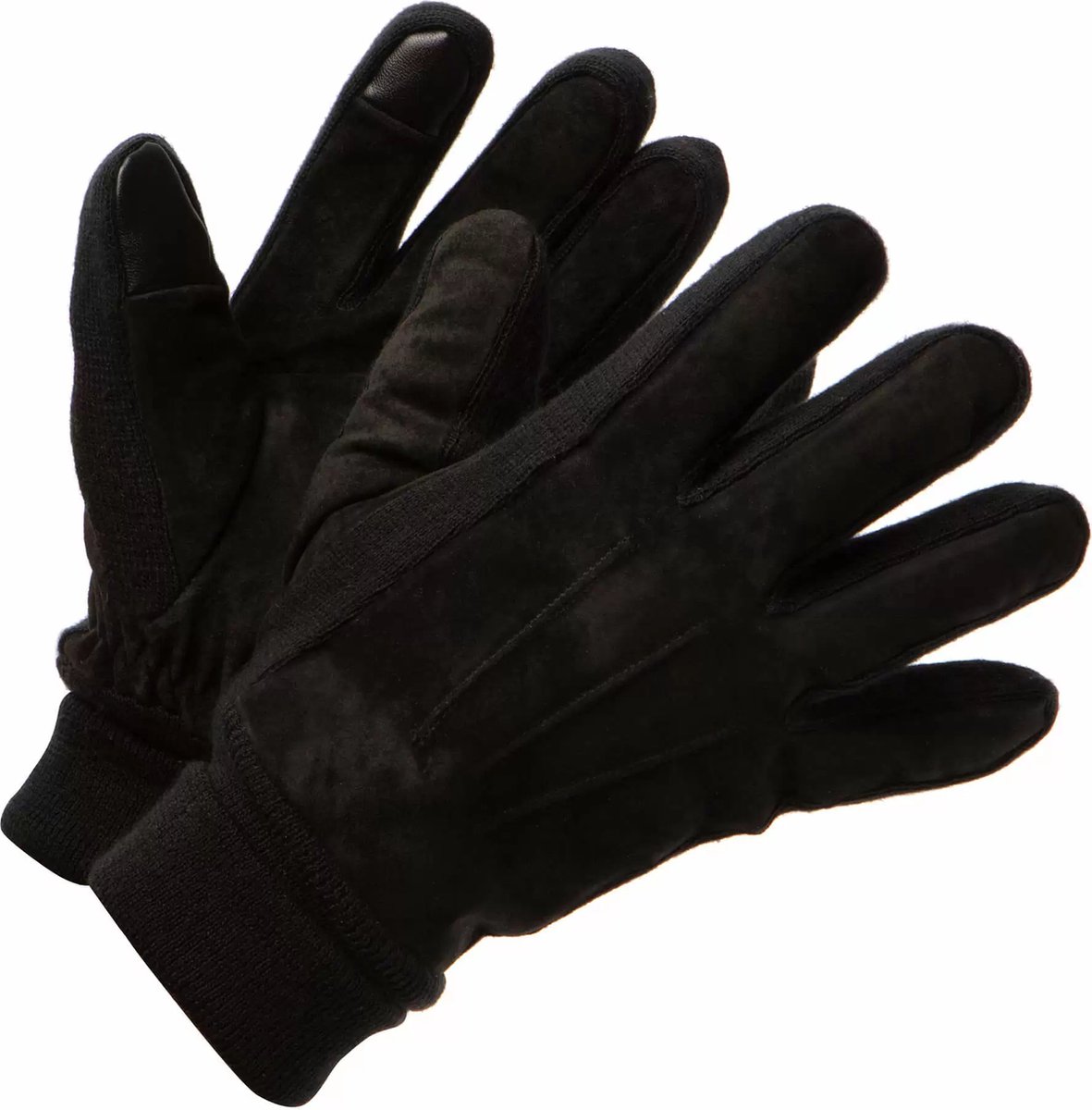 Heren Handschoenen Suède look - Warm Gevoerde Handschoenen - Zwarte ...