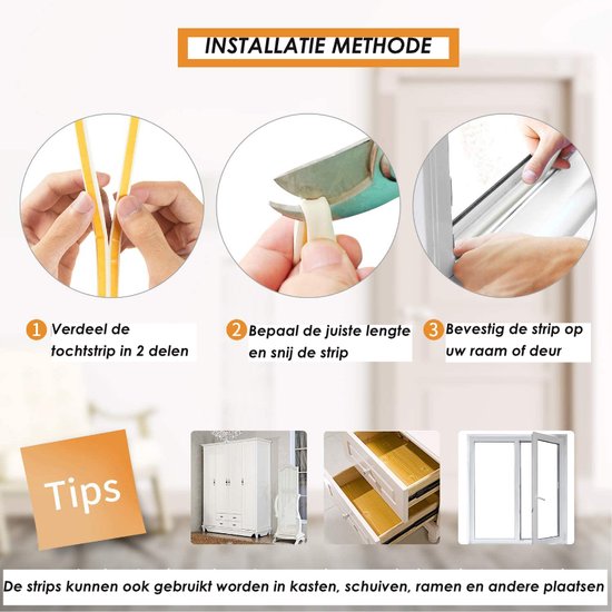 Joyage Tochtstrips voor deuren en ramen – Hoogwaardig Foam - Tochtband ...