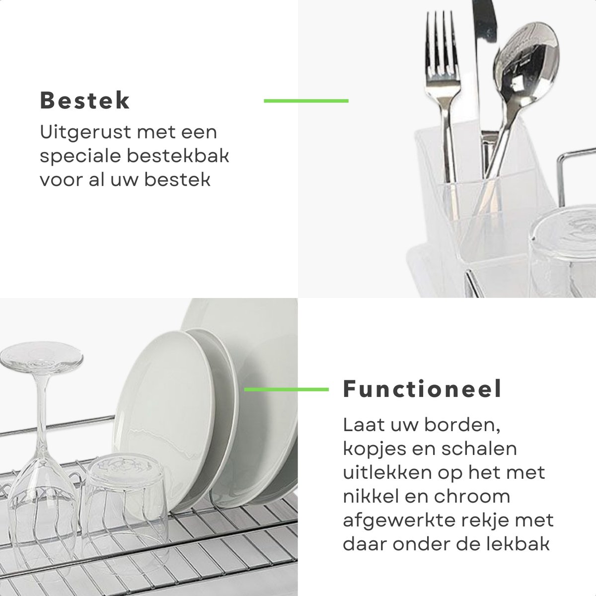 Cheqo® Afdruiprek met Lekbak - Inclusief Bestekbak - Afwas - Afdruip ...