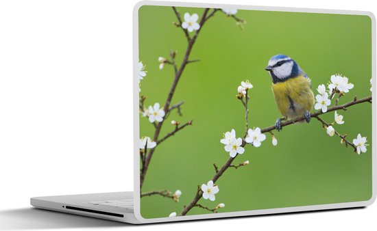 Laptop sticker - 14 inch - Pimpelmees - Tak - Bloemen - Bloesem takken ...