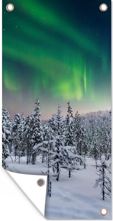 Wanddecoratie buiten Winters landschap in Finland - 80x160 cm ...