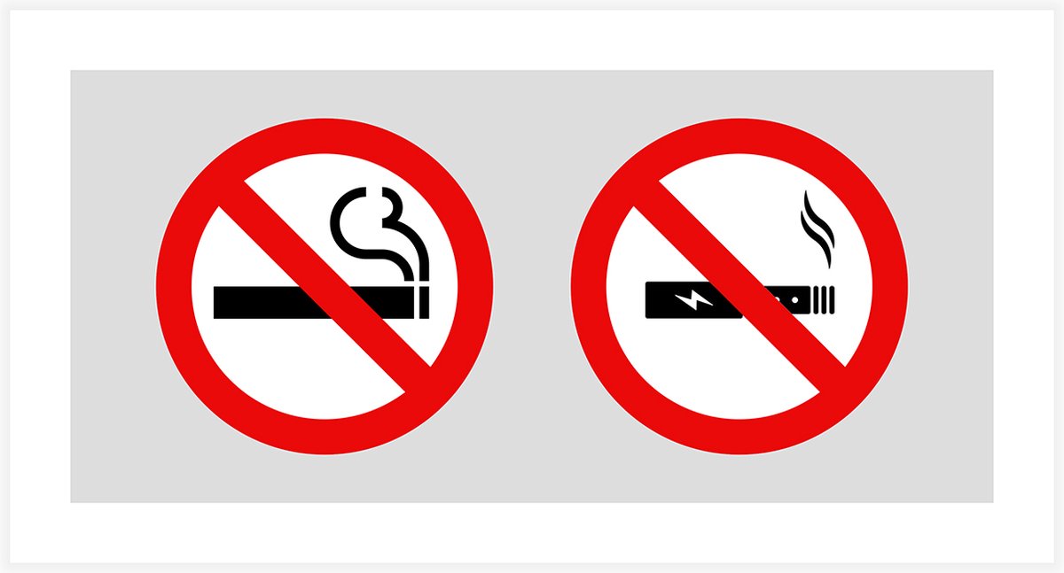 Pictogram/ bord | Verboden te roken/ E-sigaret verboden | 30 x 15 cm ...