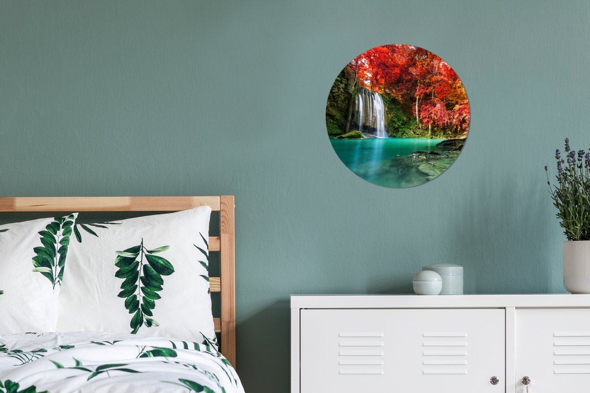 Behangcirkel - Waterval - Japanse esdoorn - Water - Zelfklevend behang ...