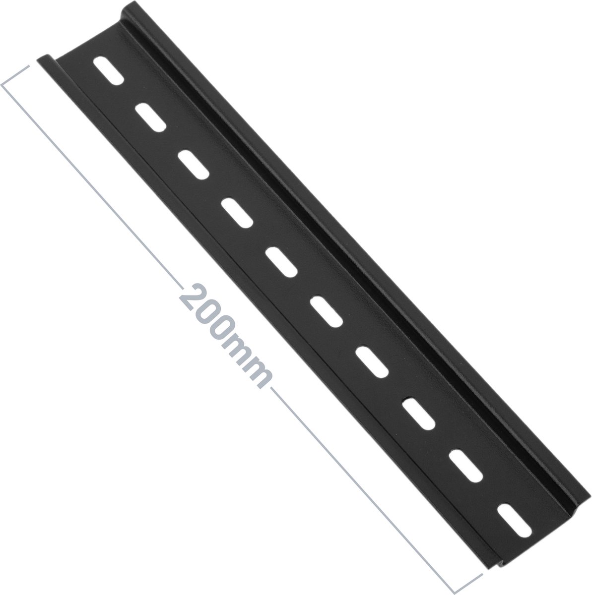 BeMatik - Set van 3 zwarte 200mm DIN rails met 35x15mm geperforeerde ...