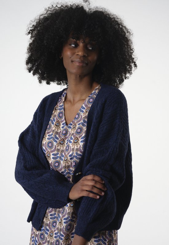 DEELUXE Button-down knit cardigan YOLLY Blue Mel | bol.com