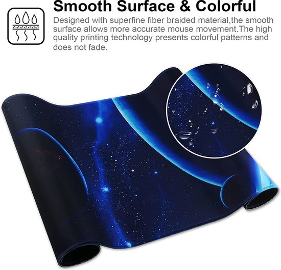 XXL gaming muismat, uitgebreide muismat, genaaide randen, 2 mm ...
