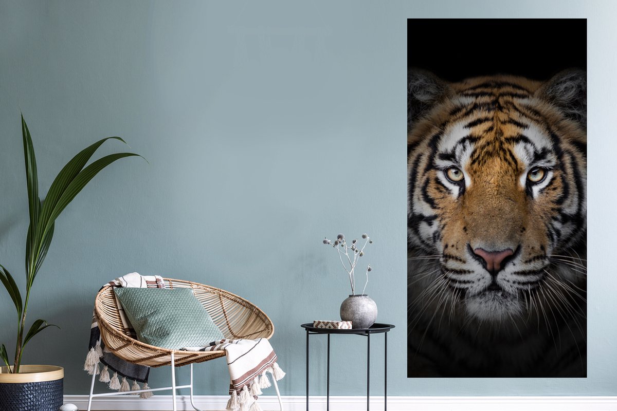 Muurstickers - Sticker Folie - Tijger - Wilde dieren - Portret - Zwart - Dieren -... | bol.com
