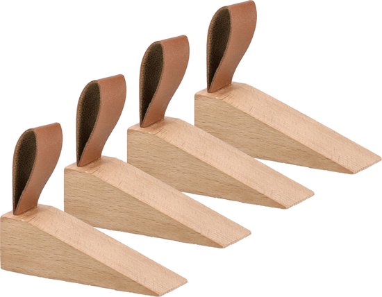 Zeller Deurstopper/wig - 4x - hout/kunststof - bruin - 11 x 4 x 3 cm ...