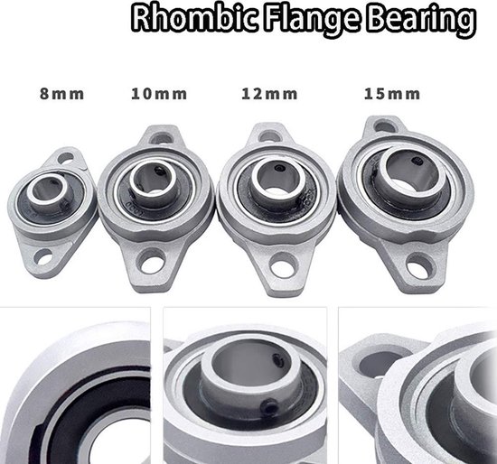 4PCS Zinc Alloy Self-Aligning Pillow Block Bore Rhombus Flange Bearing ...