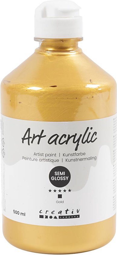 Acryl Verf, semi-glanzend, dekkend, goud, 500 ml/ 1 fles | bol