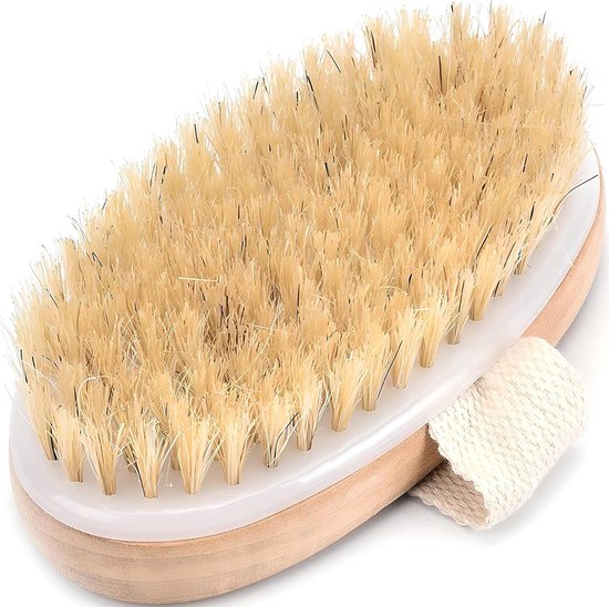 Dry brush with natural bristles - for peeling, massage, and improving lymph functions | bol