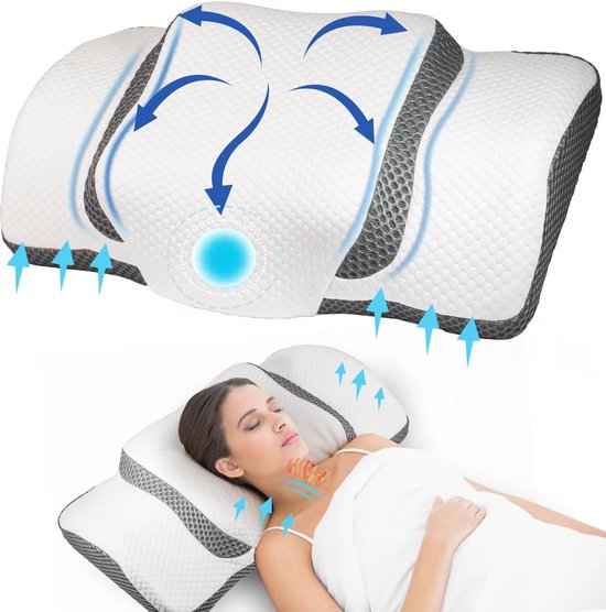 Orthopedisch ergonomisch nekkussen van memory foam - Ondersteuning voor zij-, rug- en... | bol