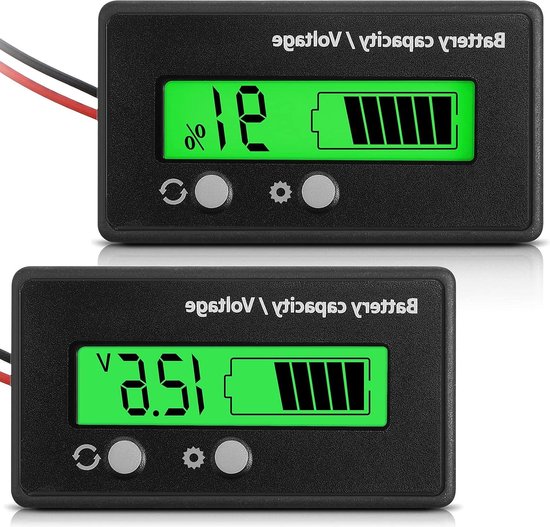 Accumeter met alarm en sleutelschakelaar - 12v 24v 36v 48v 60v 72v 84v ...