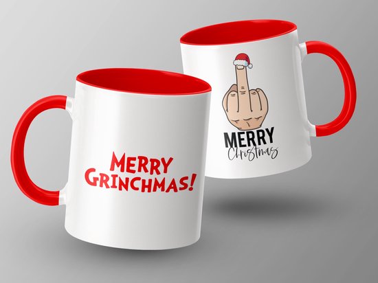 Merry Grinchmas mug kerstcadeau grappige koffie mok met rode binnenkant ...