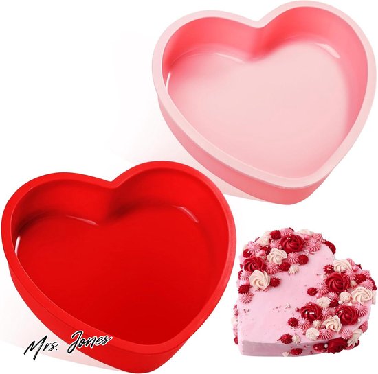 Mrs. Jones Taartvorm siliconen 2 stuks 20 cm hart bakvorm cakevorm ...