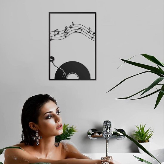 2-Delig Metalen Muzieknoot Wanddecor Zwart Moderne Muzikant Muur ...