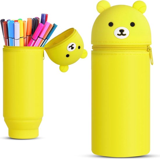 Pencil Case Soft Silicone 2-in-1 Large Capacity Pen Holder Retractable ...