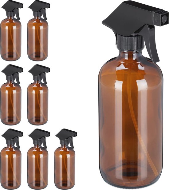 Set van 8 navulbare spuitflessen - 500 ml glazen verstuivers voor ...