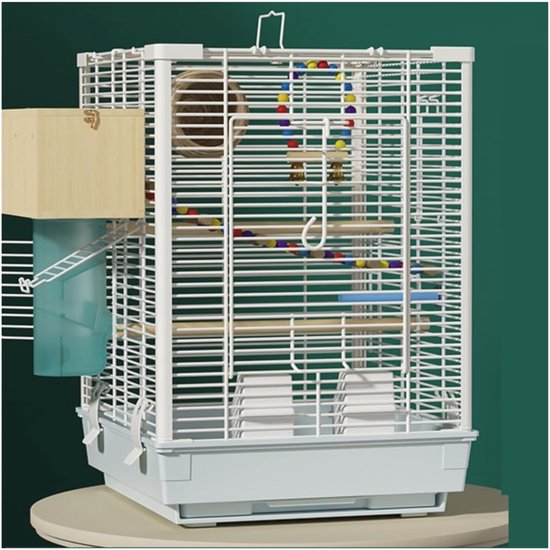 Grote Witte Vogelkooi met Bodembak voor Parkieten en Papegaaien ...
