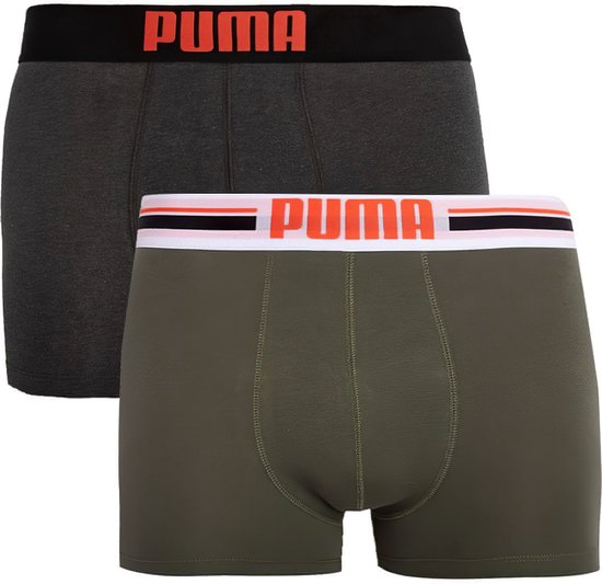 Men's boxers puma placed logo boxer 2-pack army green, l | bol