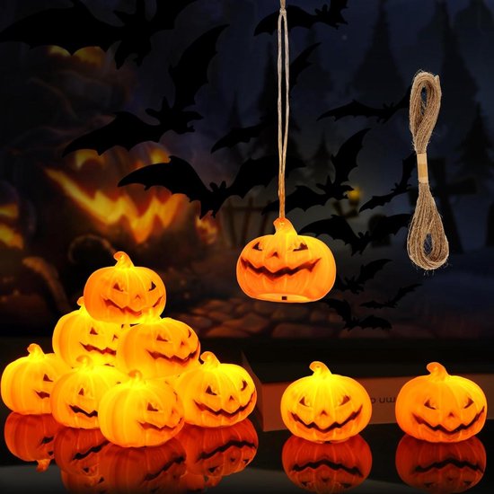 12 stuks led pompoenlampen - Halloween mini pompoen lantaarn ...