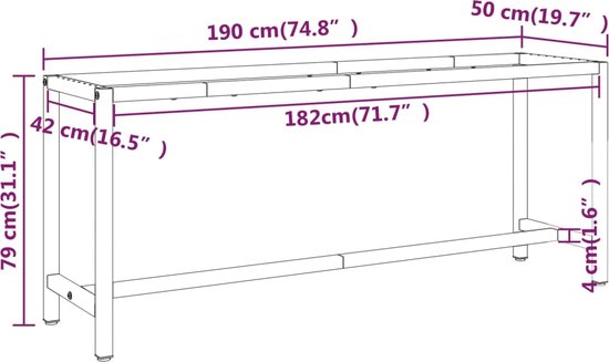 vidaXL Werkbankframe - Metaal - 190x50x79 cm Werkbank Frame - Metalen ...