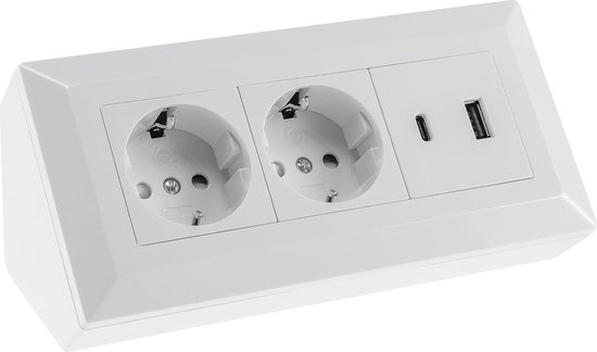 Hoekstopcontact opbouwmontage met USB A + C - Ideaal voor keuken en ...