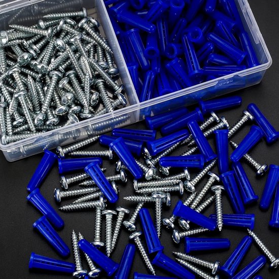 200-delige Bevestigingsset Schroeven Pluggen Gipsschroef Houtschroef ...