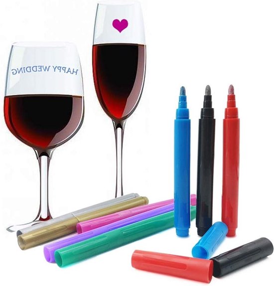 Wine Glass Markers Erasable Washable Name Marker Pens for Glassware ...