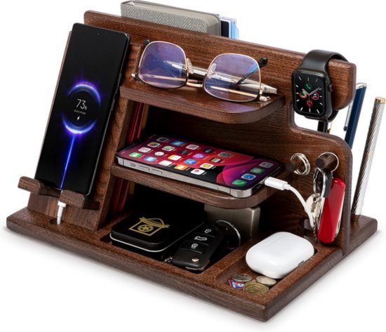 Dockingstation houten boom - met sleutelhanger - cadeau mannen | bol