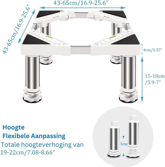 White-label® Wasmachine Verhoger - Ombouw - Kast - Wit met Zwart | bol