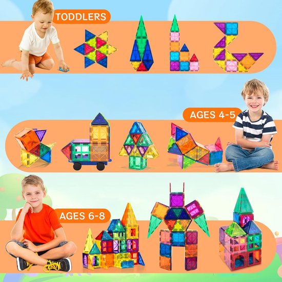 AQXONG 136-delige Magnetische Bouwstenen Set – Educatief ...